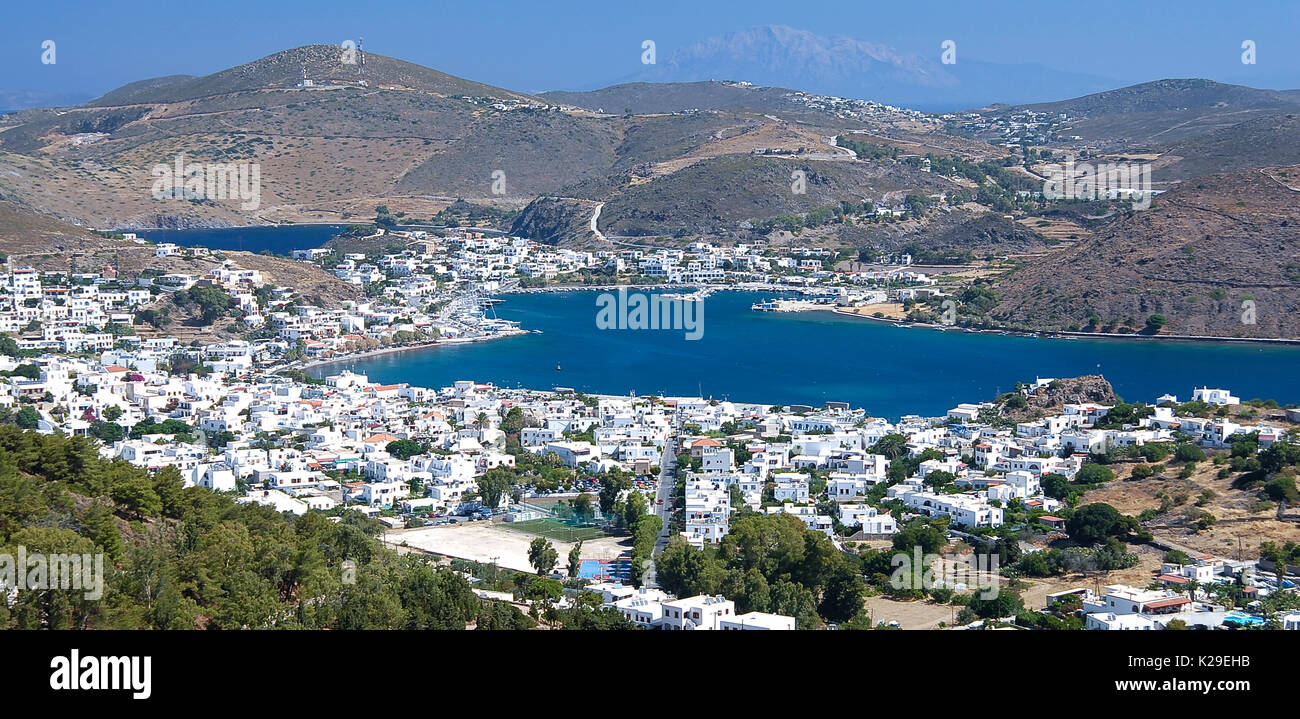 The harbor of Skala on the Island of Patmos, Greece Stock Photo - Alamy