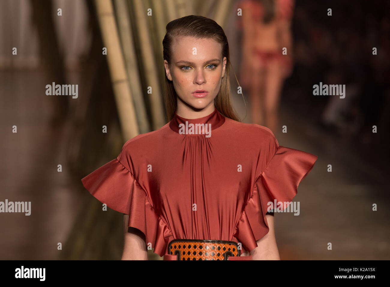 Sao Paulo, Brazil. 29th Aug, 2017. Model walks at Água de Coco runway ...