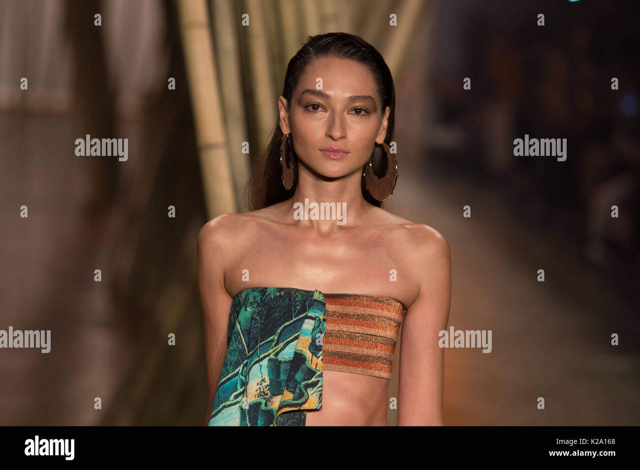 Sao Paulo, Brazil. 29th Aug, 2017. Model walks at Água de Coco runway ...