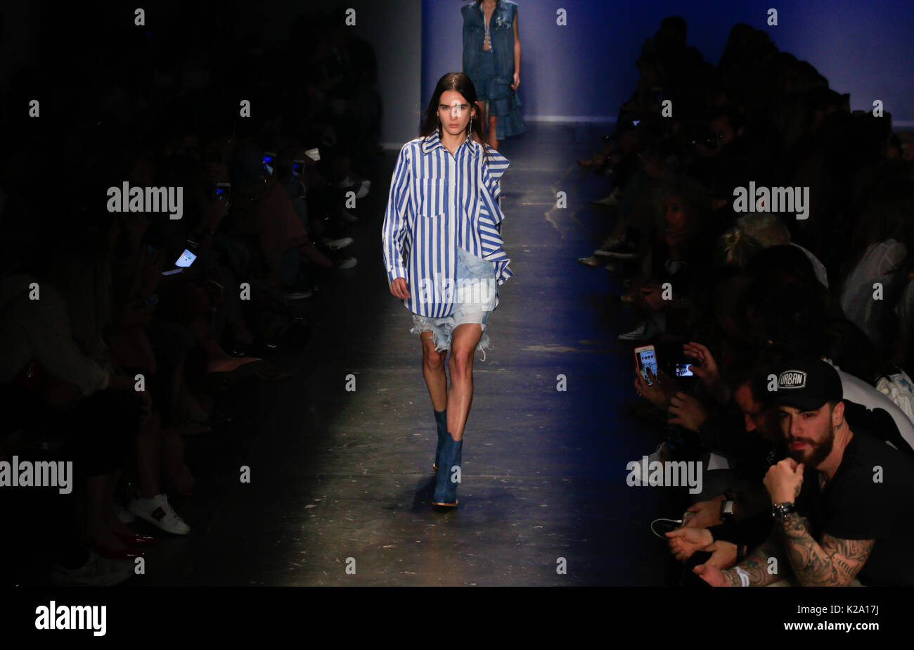 Sao Paulo, Brazil. 29th Aug, 2017. A model walks at Two Denim runway at ...