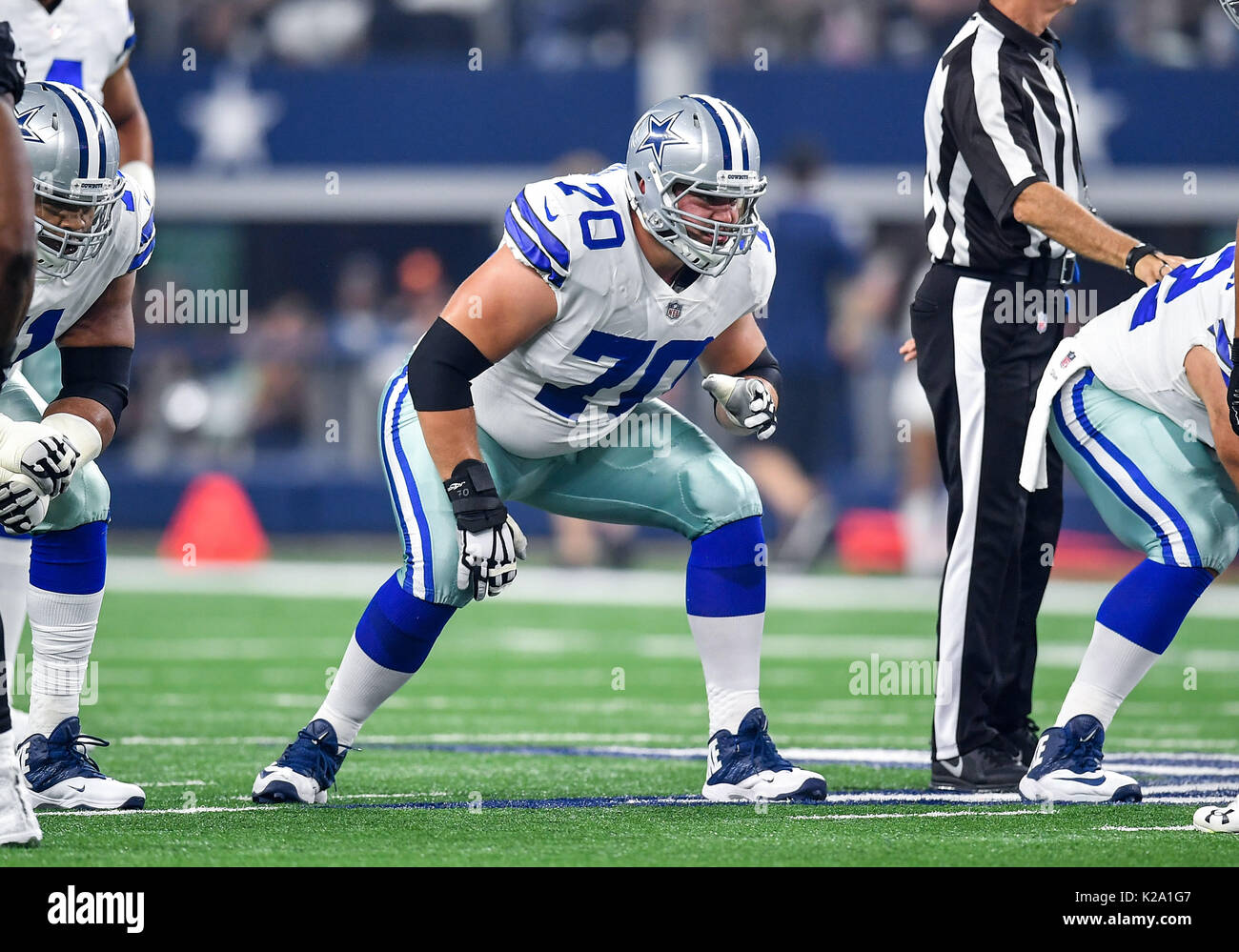 August 26th, 2017:.Dallas Cowboys guard Zack Martin (70) during an NFL ...