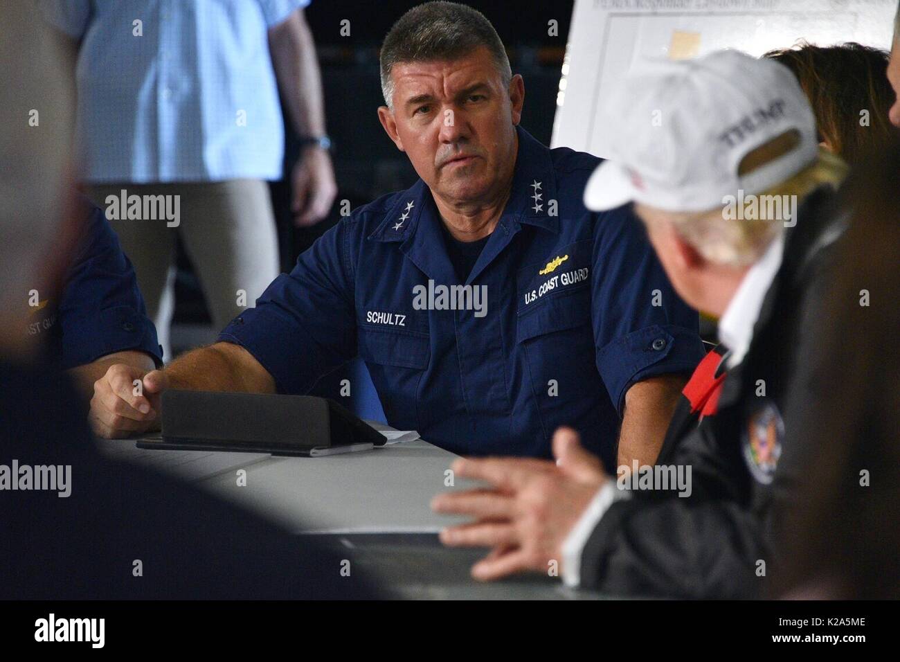 U.S. President Donald Trump is briefed by Coast Guard Atlantic Area ...