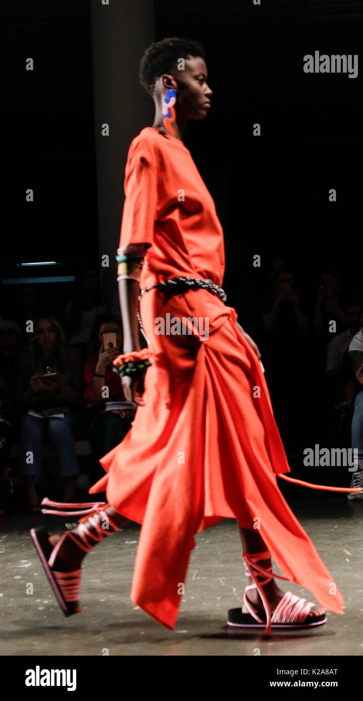 Sao Paulo, Brazil. 30th Aug, 2017. A model walks at Top 5 : Borana ...