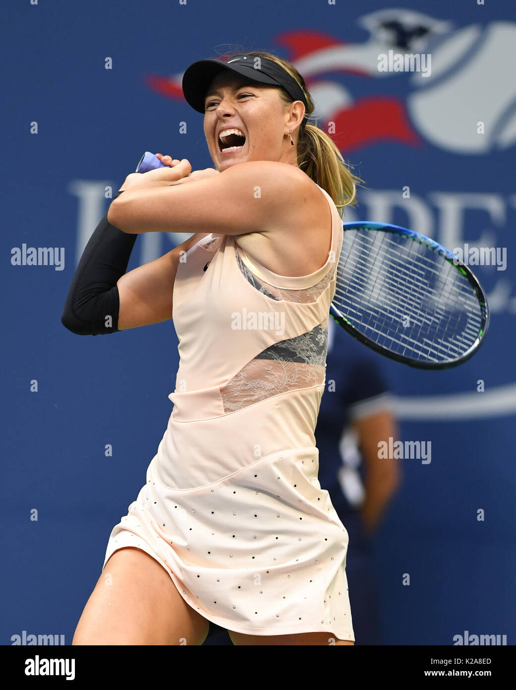 FLUSHING NY- AUGUST 30: Maria Sharapova Vs Timea Babos on Arthur Ashe Stadium during the 2017 US ...