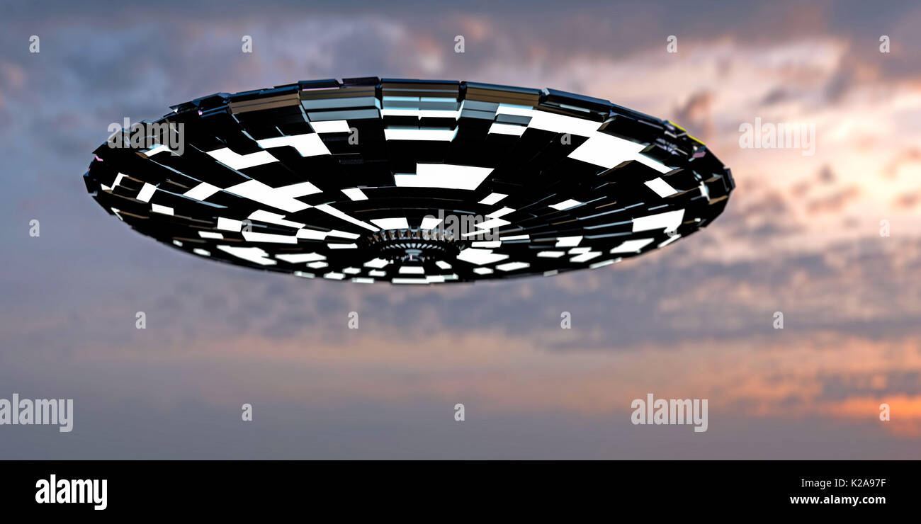 3d illustration of an alien spaceship in the sky Stock Photo - Alamy