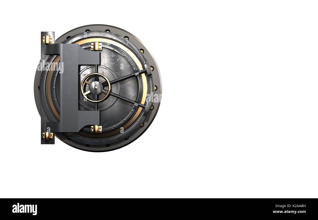 3d illustration of vault door over white background Stock Photo - Alamy