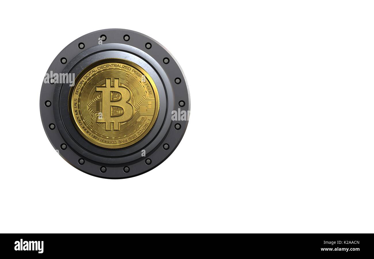 3d illustration of bitcoin safe over white background Stock Photo - Alamy