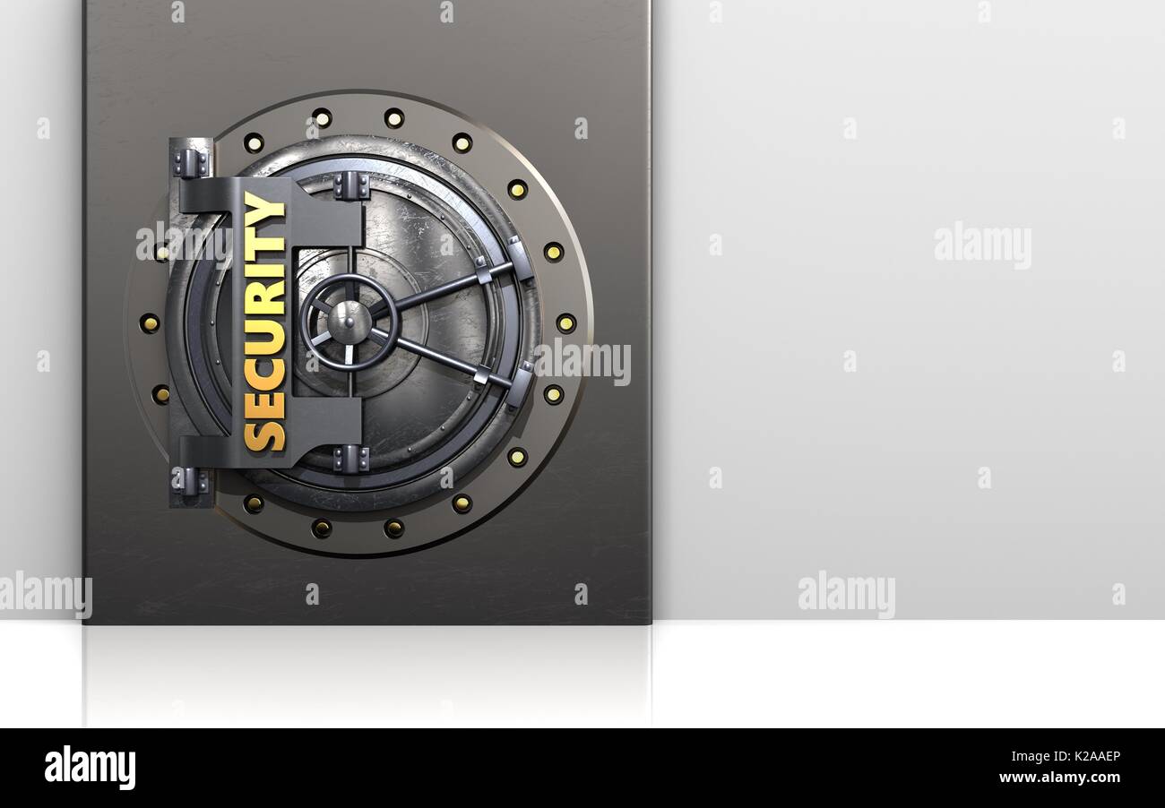 3d illustration of metal box with security door over white background ...