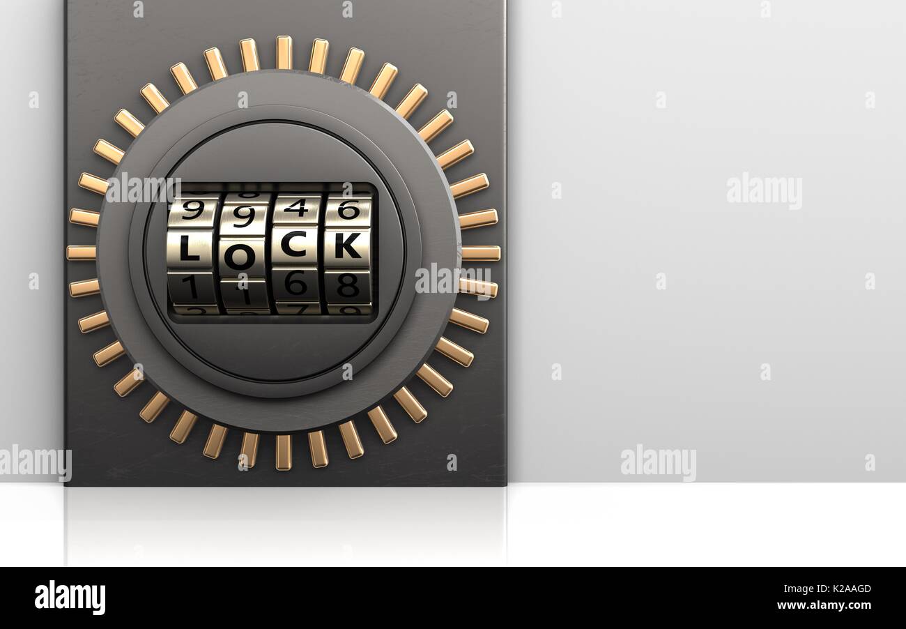 3d illustration of metal box with code lock door over white background ...