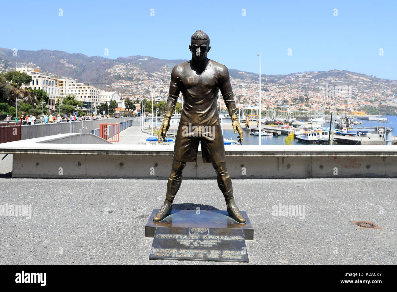 A general view of the Cristiano Ronaldo statue outside The Museu CR7 ...
