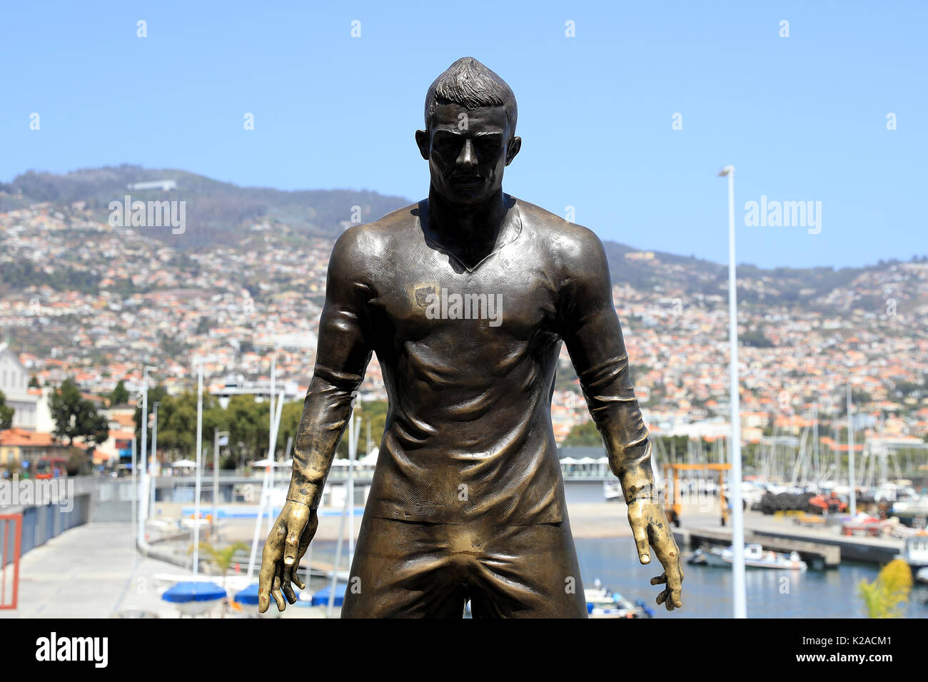 A general view of the Cristiano Ronaldo statue outside The Museu CR7 ...