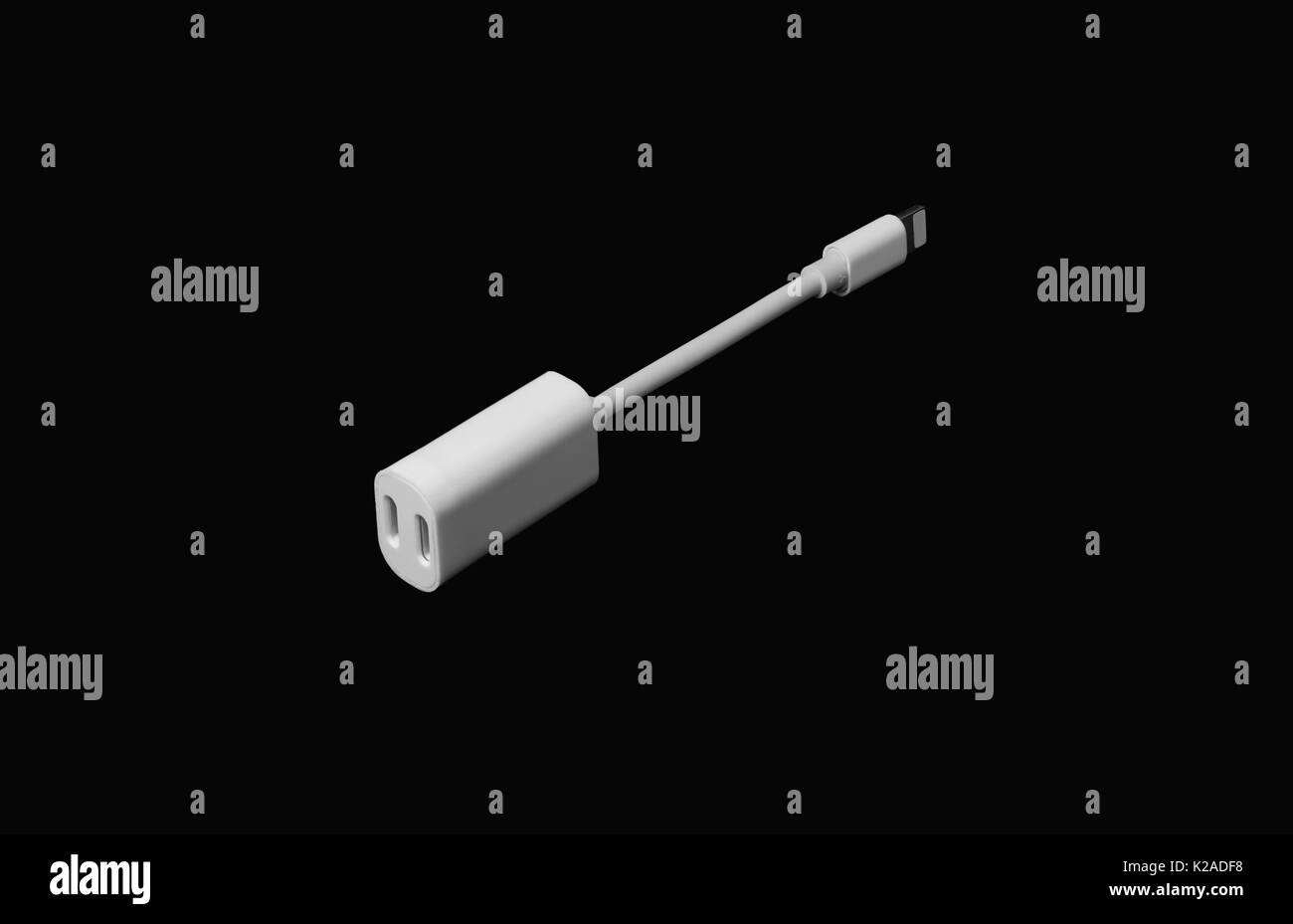 White splitter connector for a mobile phone to connect multiple devices ...