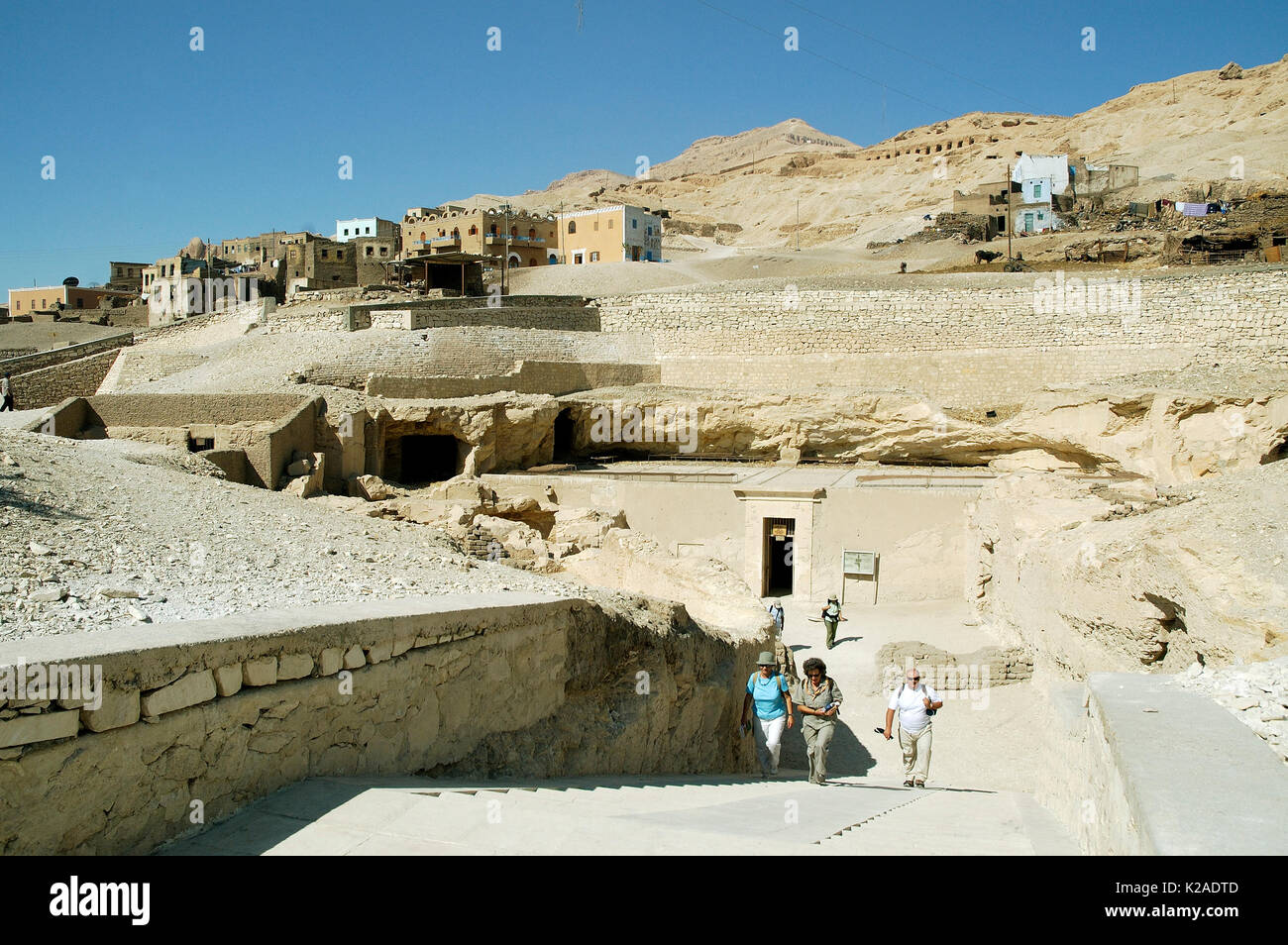 Tombs of the Nobles in the village of Gurna. Thebes, Egypt Stock Photo ...