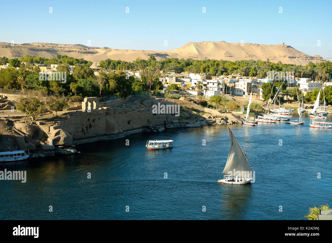 Nile river in Aswan and the Elephantine Island. Egypt Stock Photo - Alamy