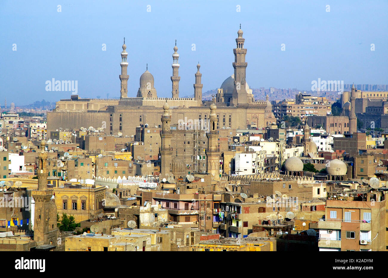 Old Cairo. On the background, the Mosque-Madrassa of Sultan Hassan ...
