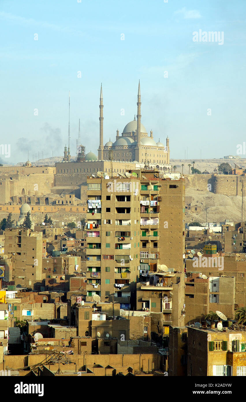 Old Cairo. On the background, the Mohammed Ali mosque, a UNESCO World ...