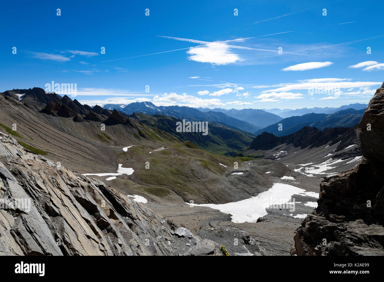 View from the pass Col de Malatra to the Italian Alps Stock Photo - Alamy