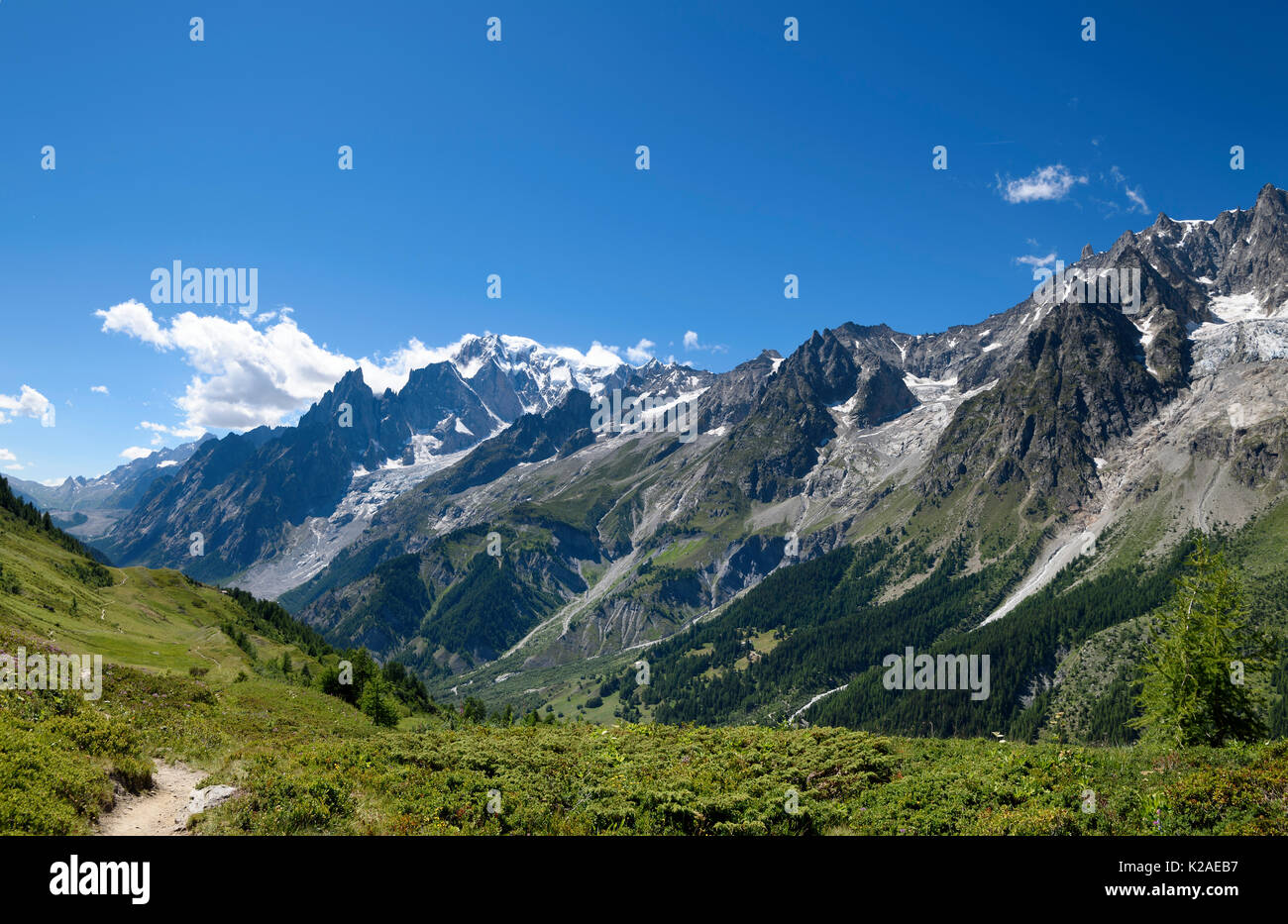 Italian countryside with Mont Blanc mountain range in the background ...