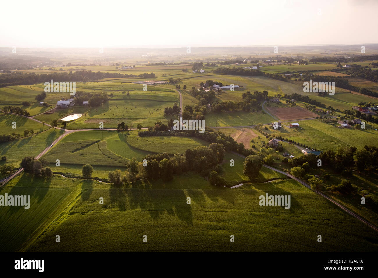 BACK-LIT RURAL SCENE AT SUNSET, LANCASTER PENNSYLVANIA Stock Photo - Alamy