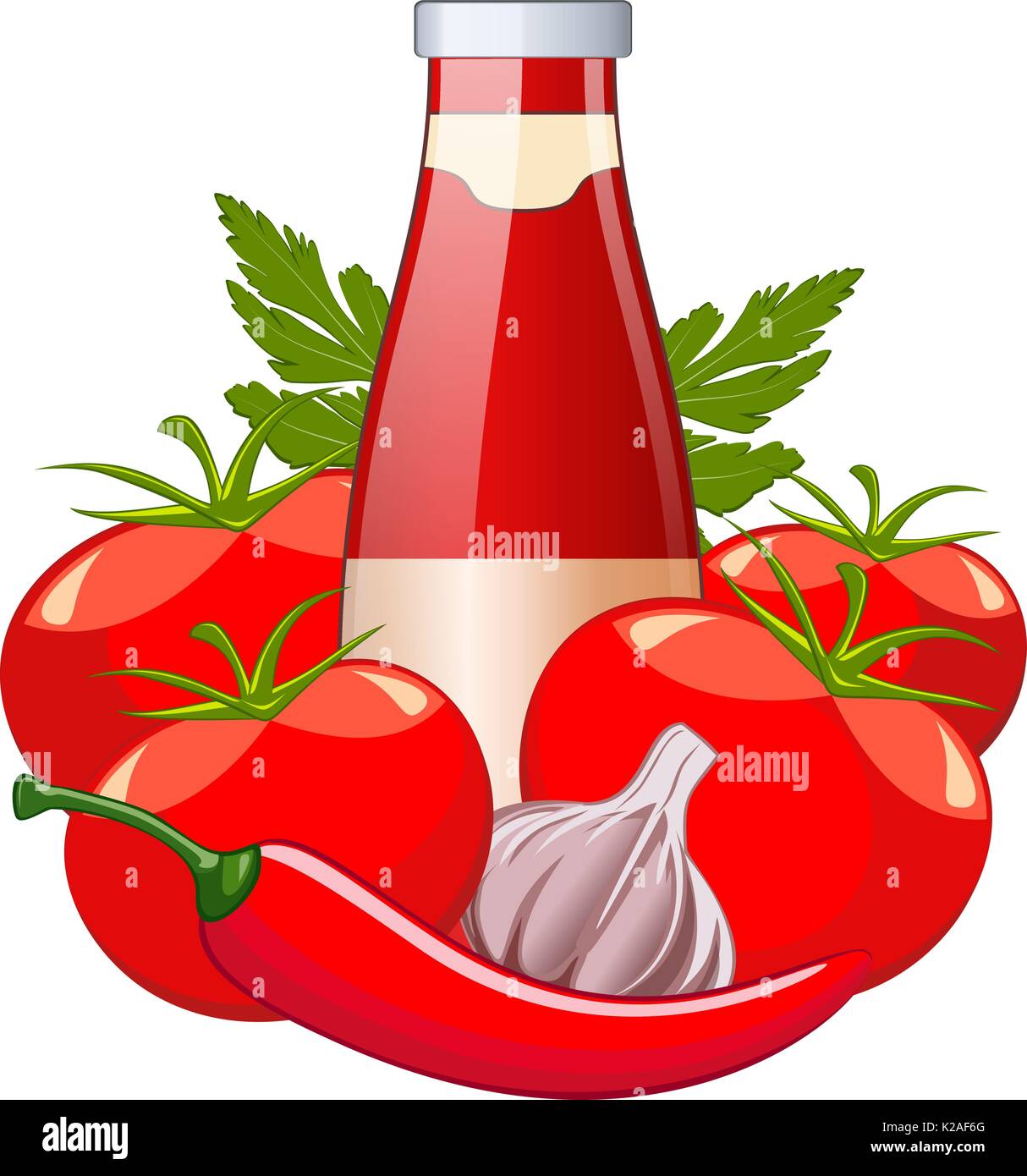 Tomato ketchup bottle isolated on white background vector illustration ...