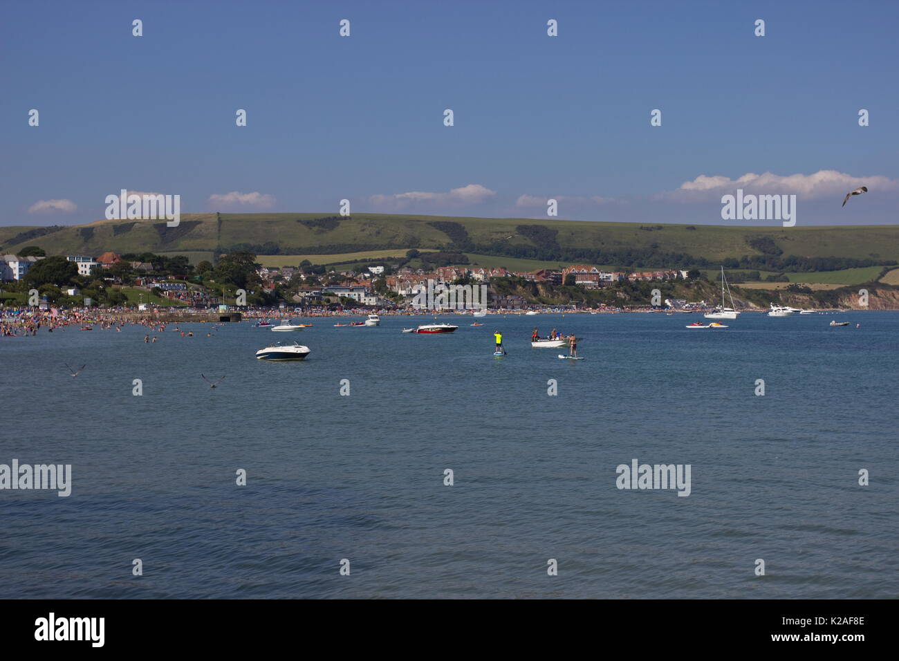 Boats in Swanage Bay Swanage Dorset Stock Photo - Alamy