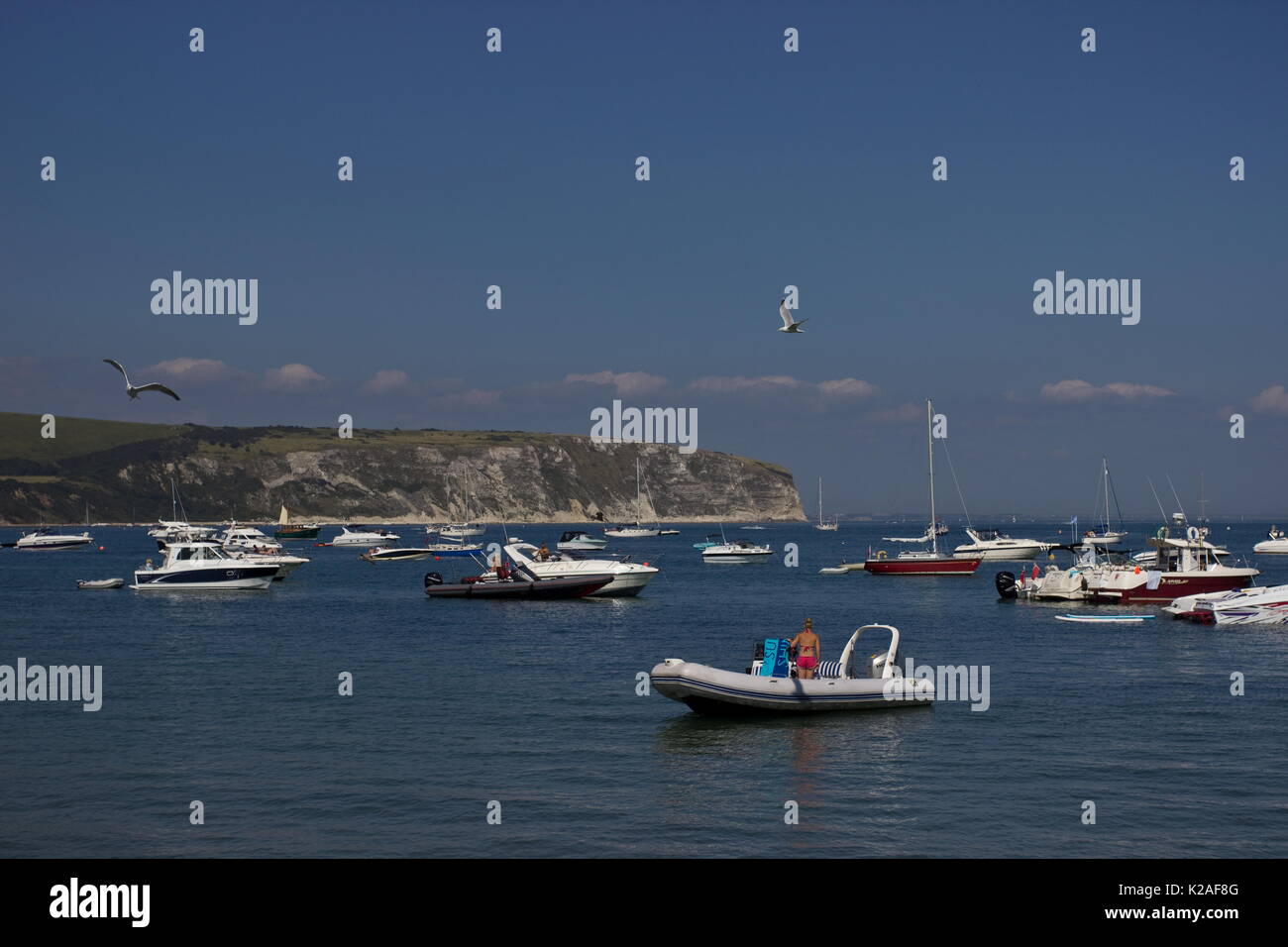 Boats in Swanage Bay Swanage Dorset Stock Photo - Alamy