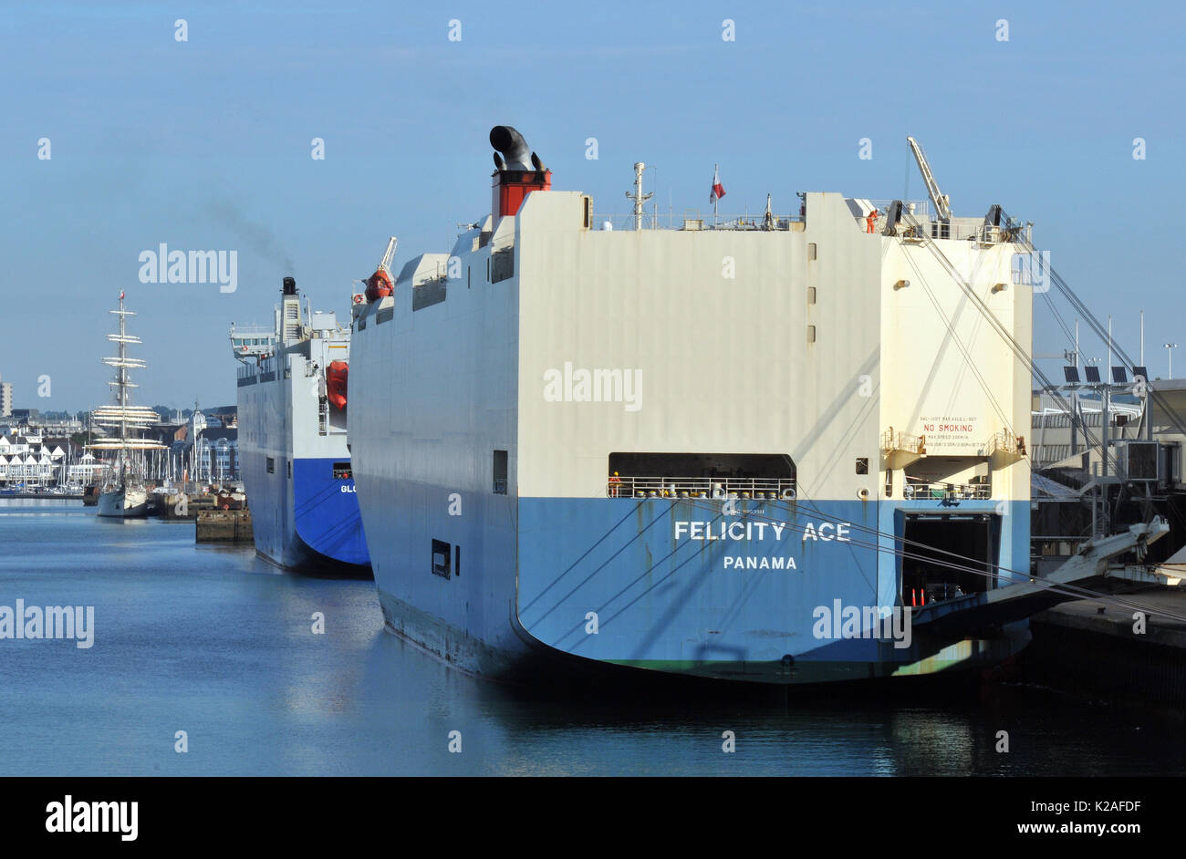 Large car carrying ships at southampton docks carries of vehicles ...