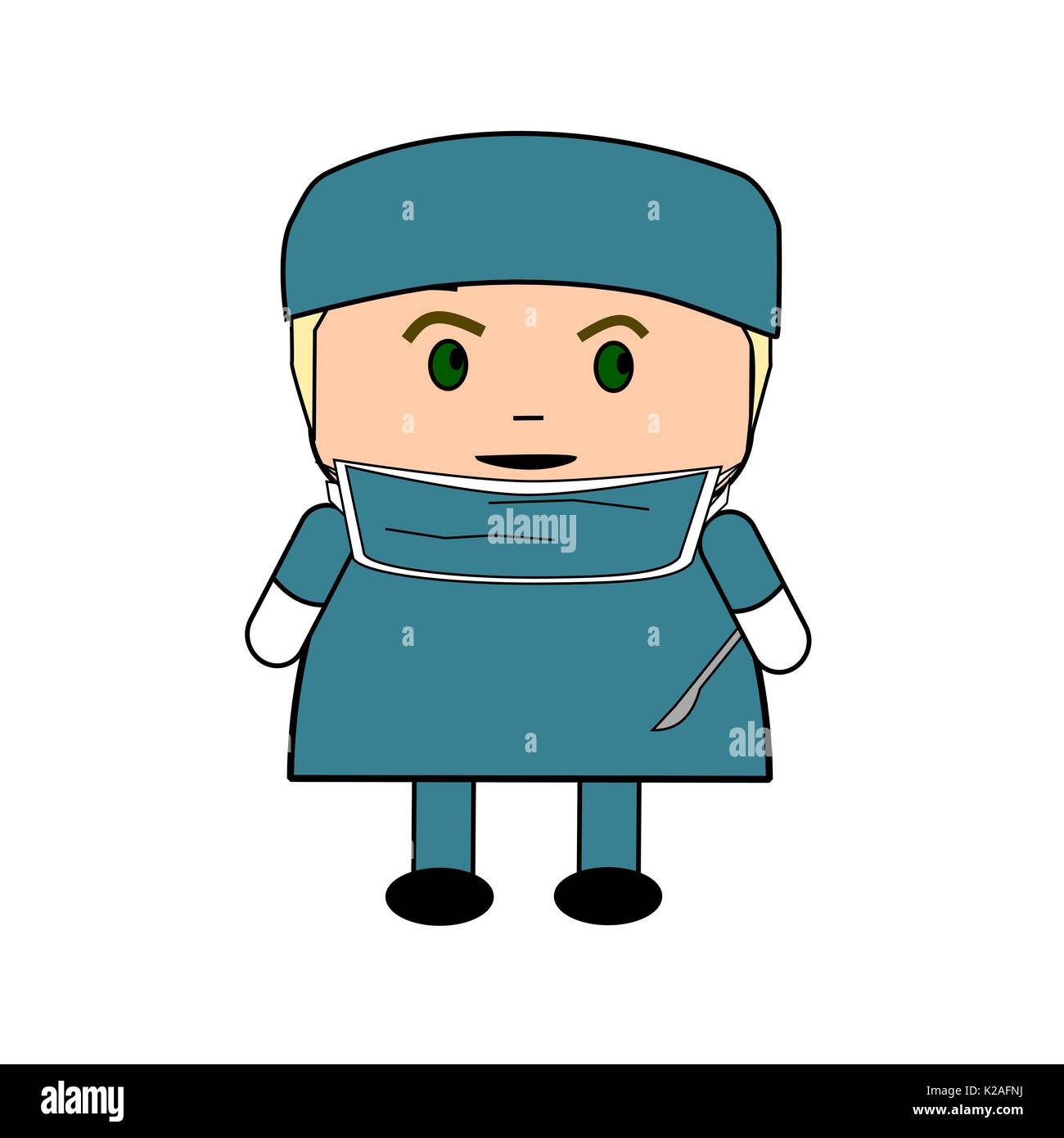 Cartoon male surgeon with surgeon's overalls and lowered mask Stock ...