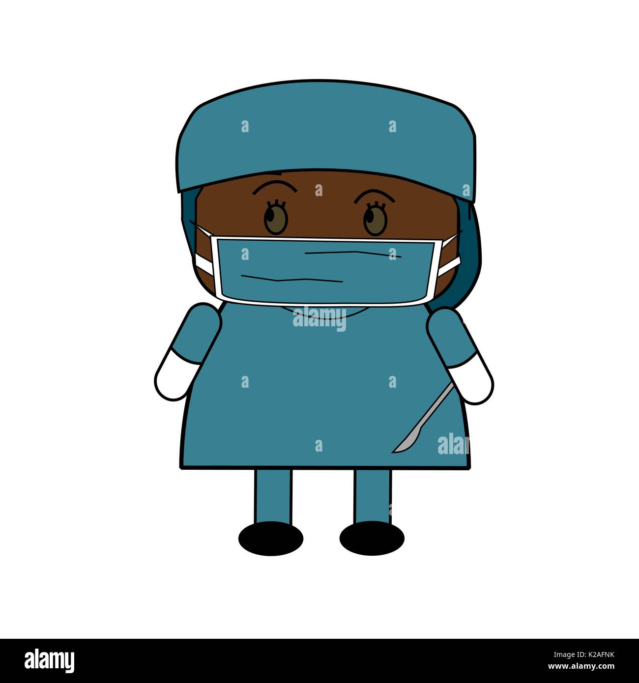 Cartoon female surgeon with surgeon's overall and mask Stock Vector ...