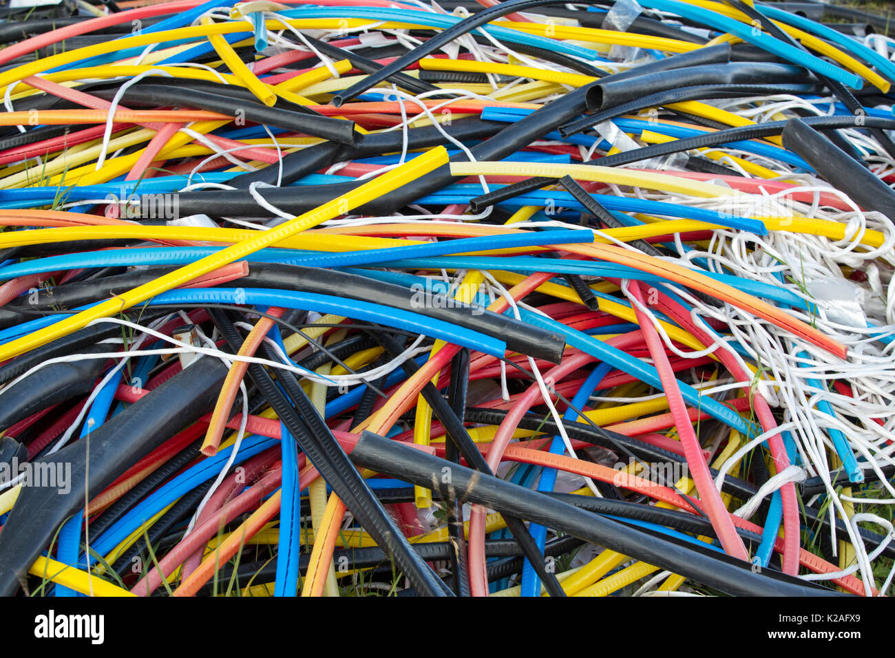 Plastic sheathing from copper wire that has been stolen by metal ...