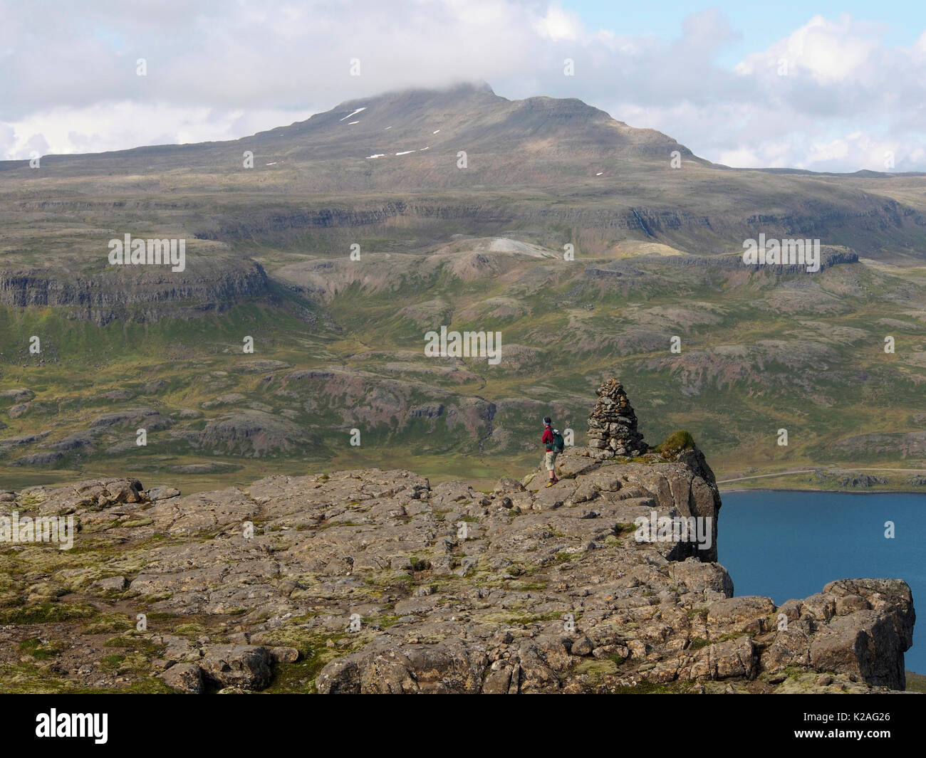 Walker on Djupavíkurhjalli, Strandir, Iceland Stock Photo - Alamy