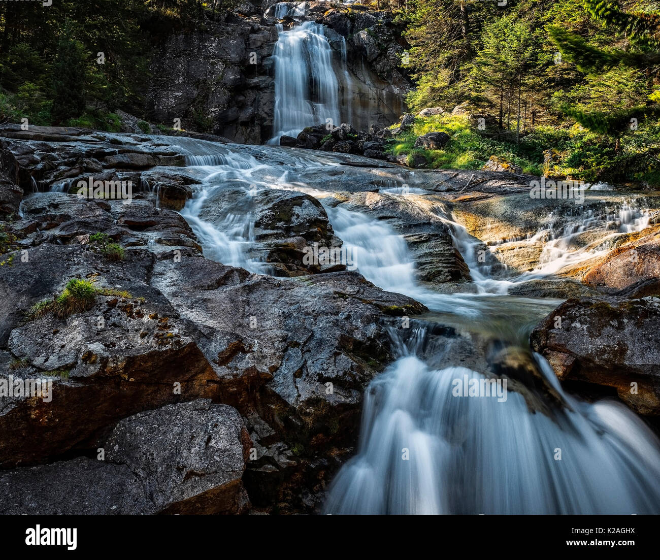 Mountain waterfall at Pont d’Espagne Stock Photo - Alamy