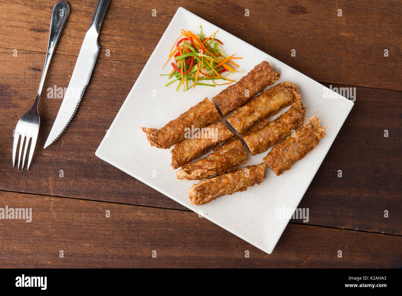 penang loh bak , spicy pork rolls Stock Photo - Alamy