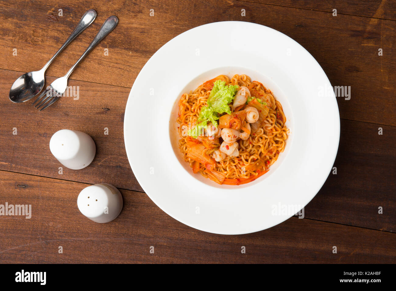 korean kimchi squid ramen Stock Photo - Alamy