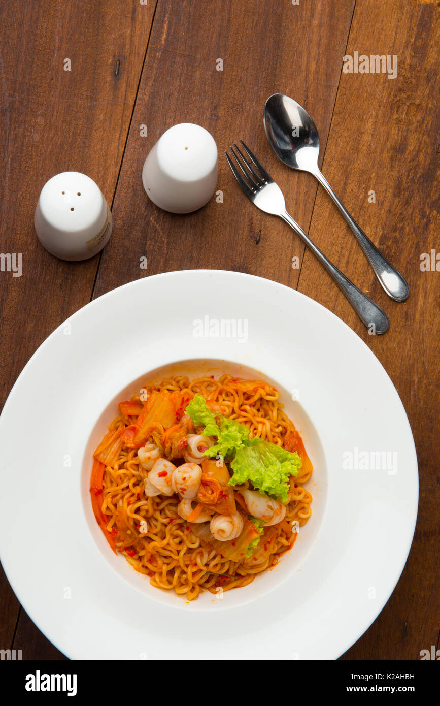korean kimchi squid ramen Stock Photo - Alamy