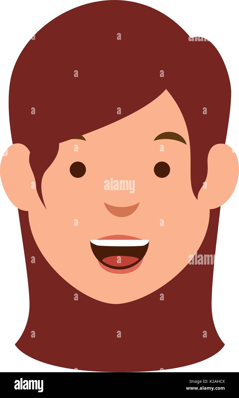cartoon woman face icon over white background colorful design vector ...