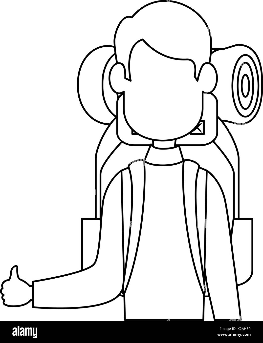 camping man with travel backpack icon over white background vector ...