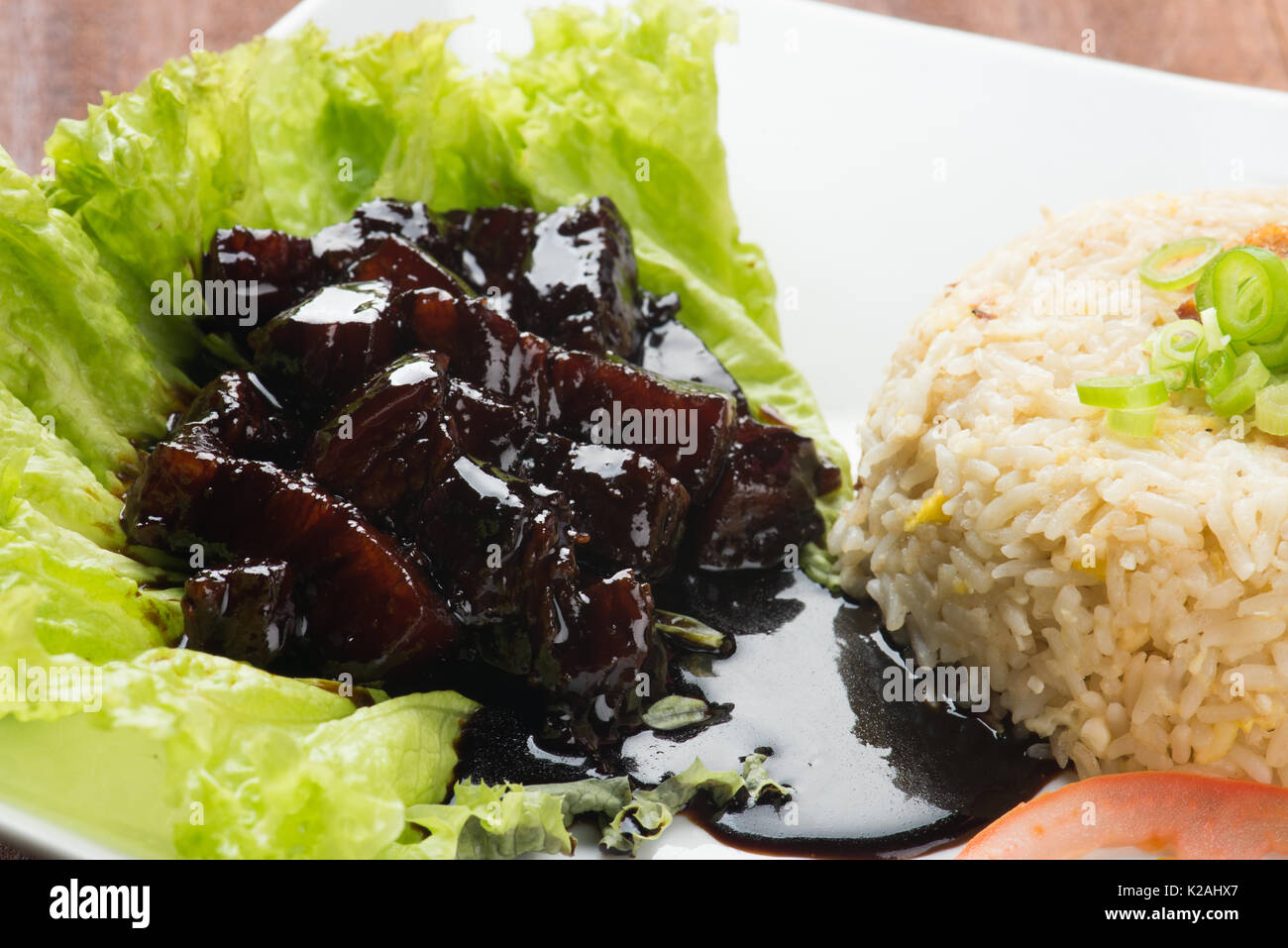 Homemade Braised pork and rice in brown sauce Stock Photo - Alamy