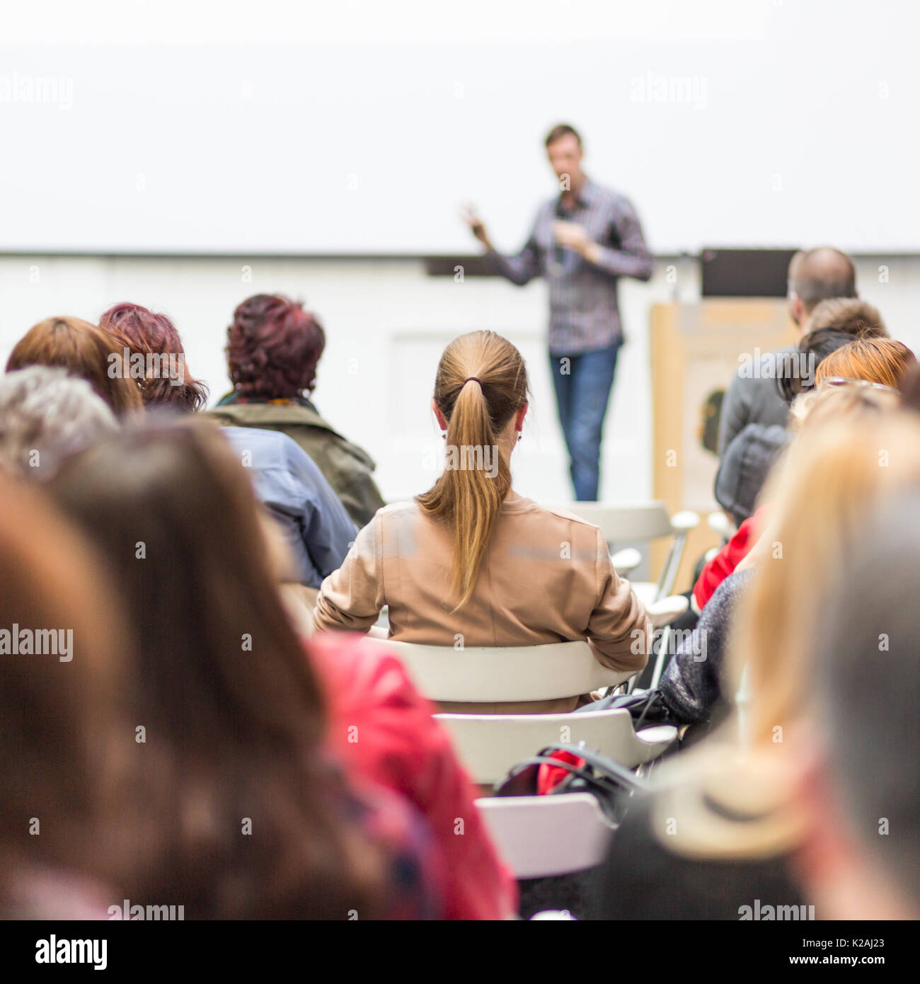 Public speaker giving talk at Business Event Stock Photo - Alamy