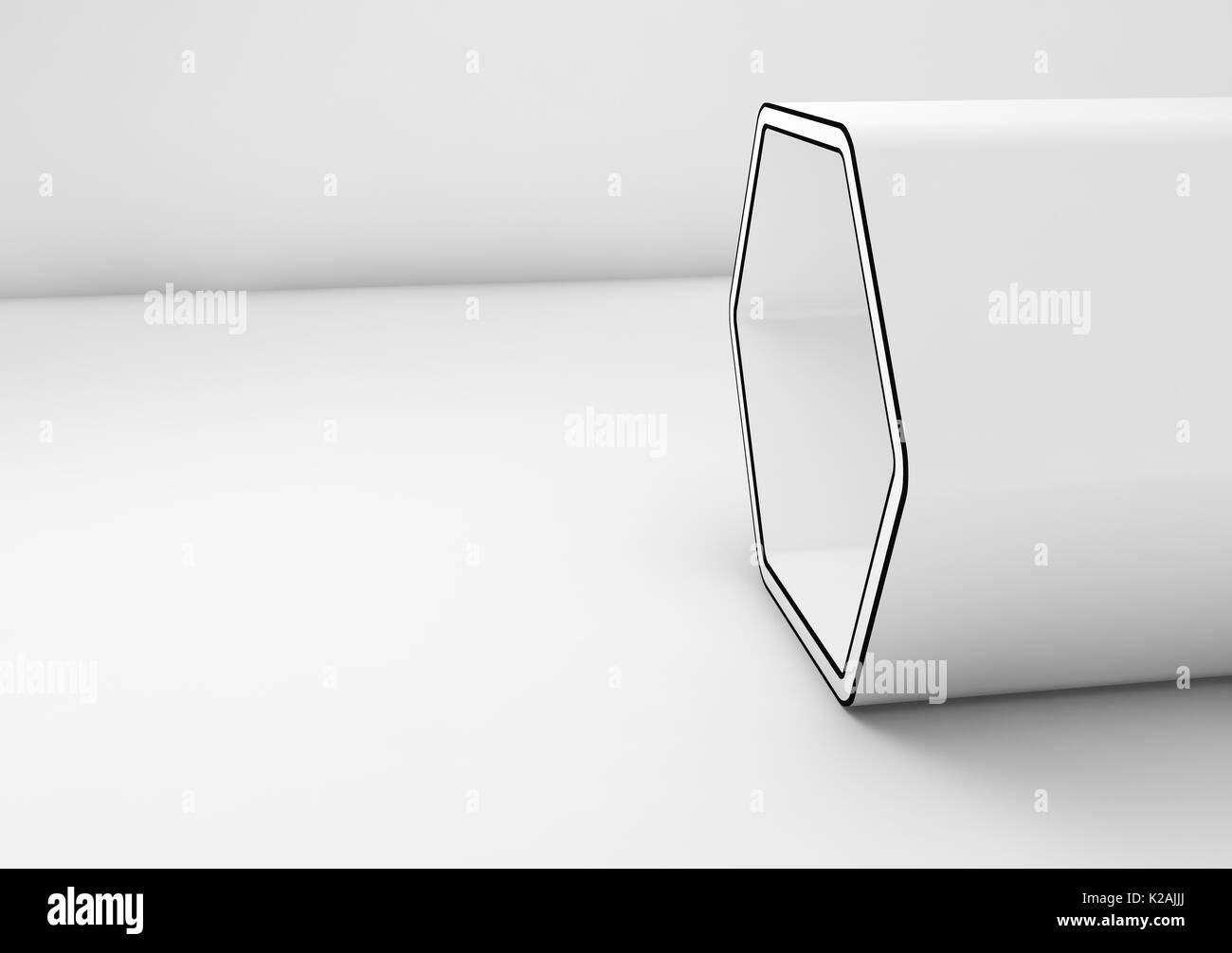 Empty hexagonal stand with black contours in white interior, 3d ...