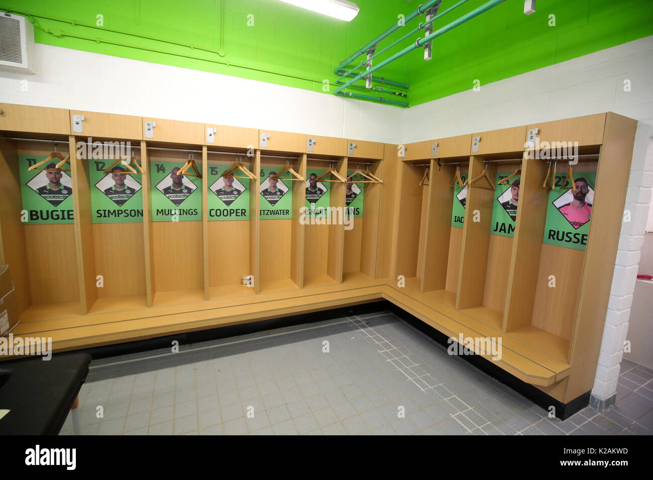 A general view of the dressing room at The New Lawn, home of Forest ...