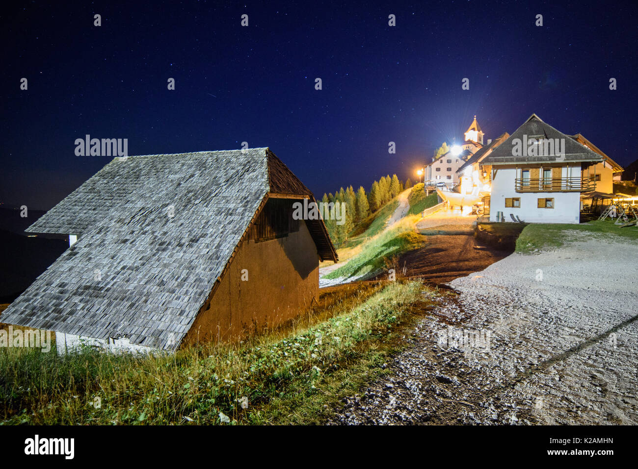 Night of stars on Mount Lussari. Julian Alps Stock Photo - Alamy