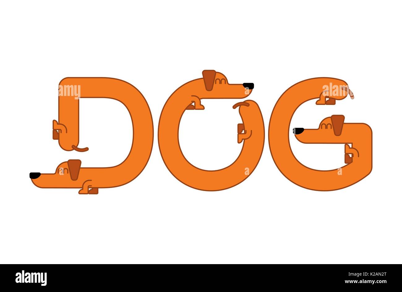 Dog lettering. Dachshund typography. Letters from home animal. Alphabet ...