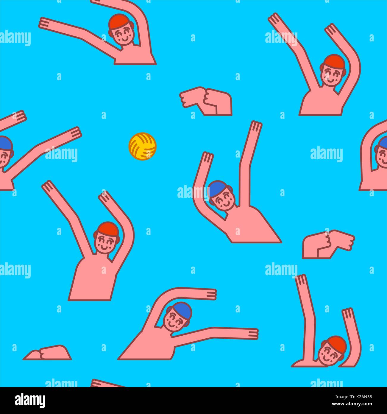 Water polo seamless pattern. Athletes play ball in water. Sports ...