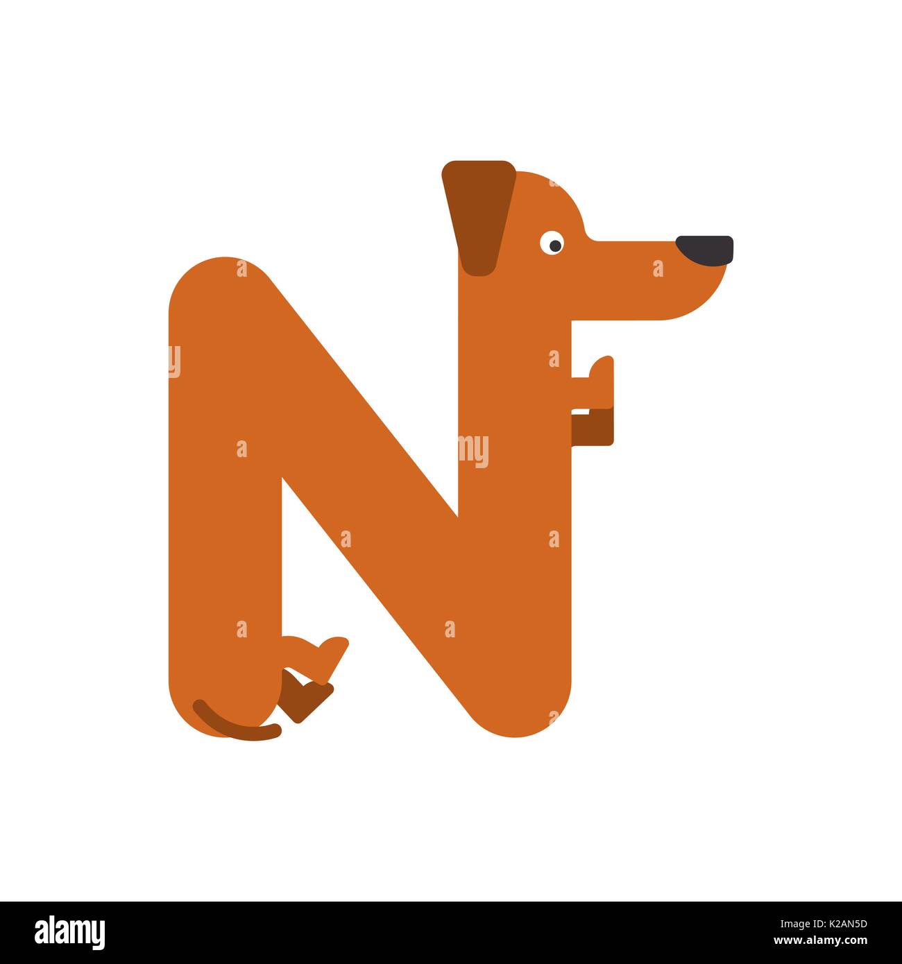 Letter N is dog. pet font. Dachshund alphabet. Lettering home animal ...