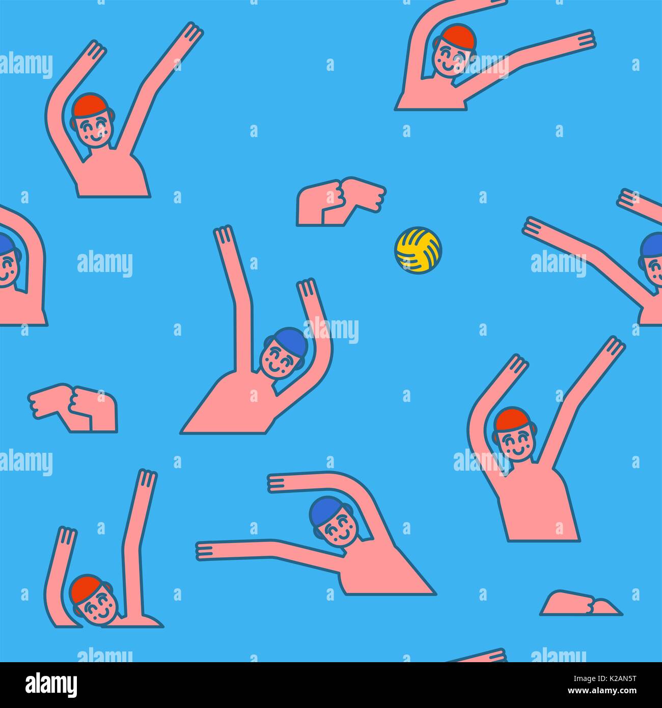 Water polo seamless pattern. Athletes play ball in water. Sports ...