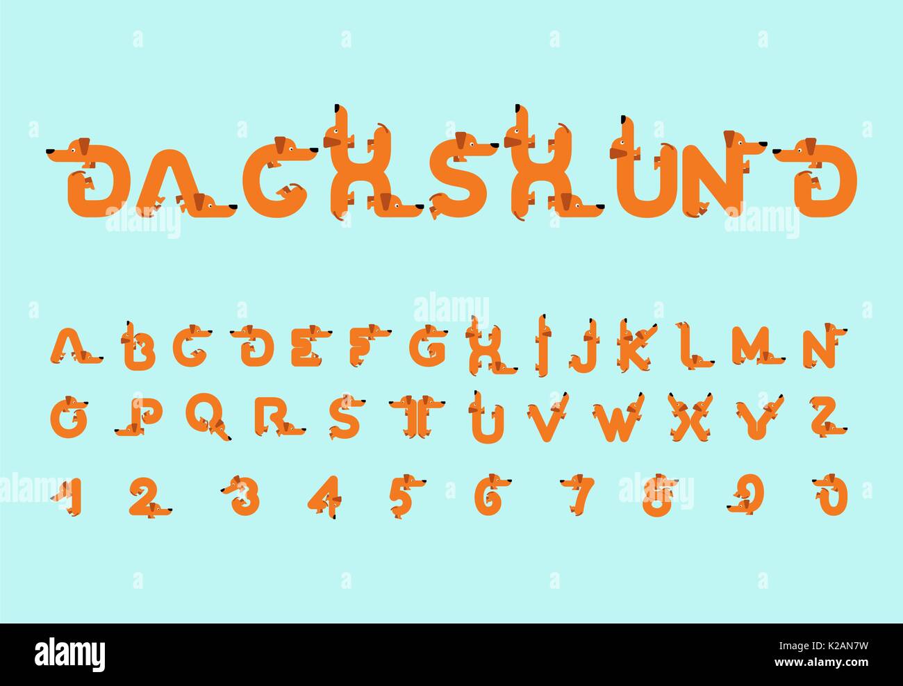 Dachshund font. Dog alphabet. Lettering home animal. ABC pet Stock ...