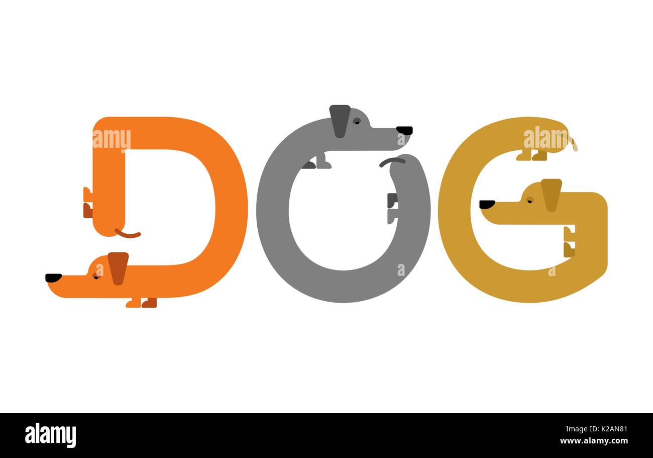 Dog lettering. Dachshund typography. Letters from home animal. Alphabet ...