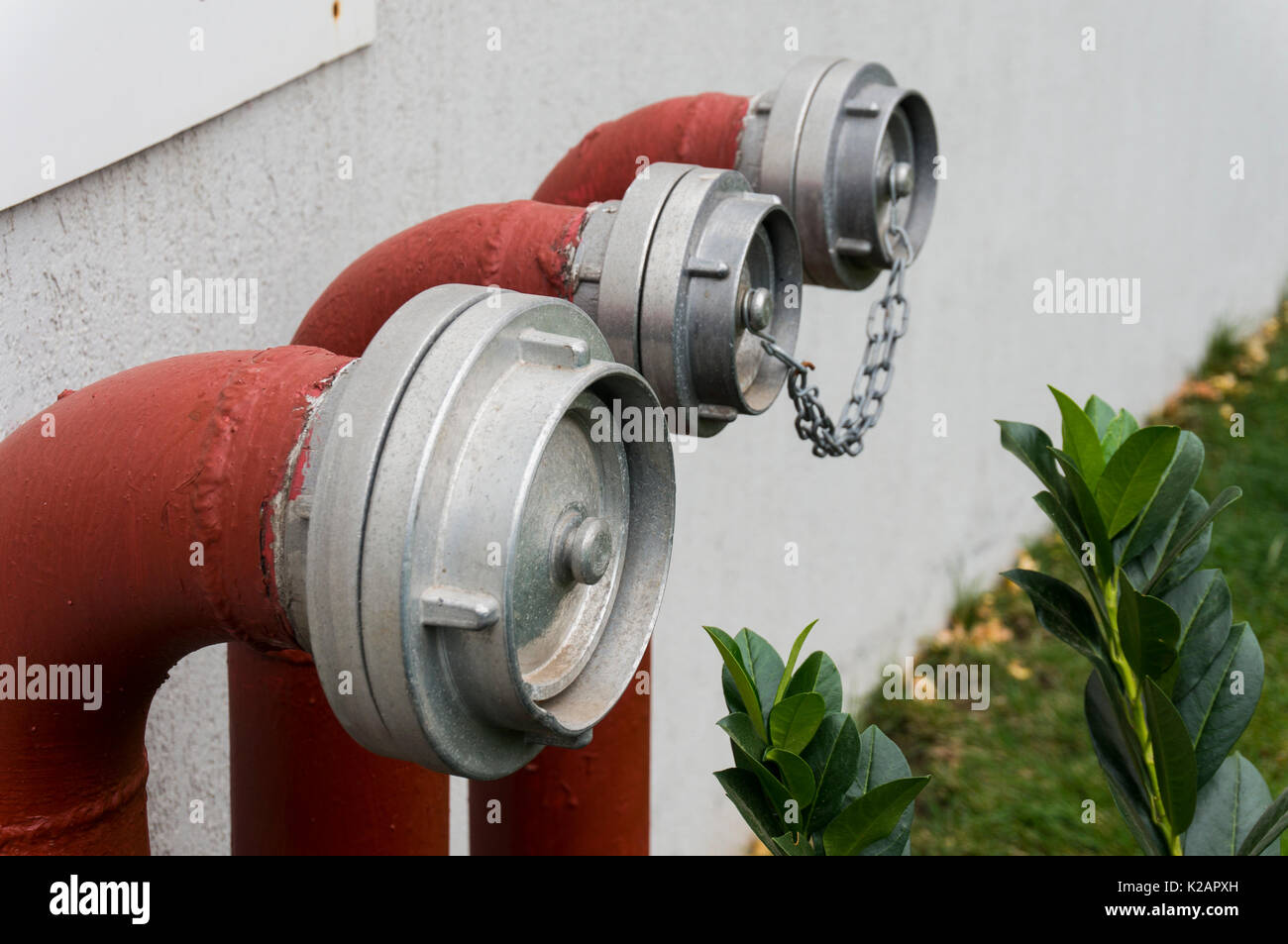 Red emergency water pipes Stock Photo - Alamy