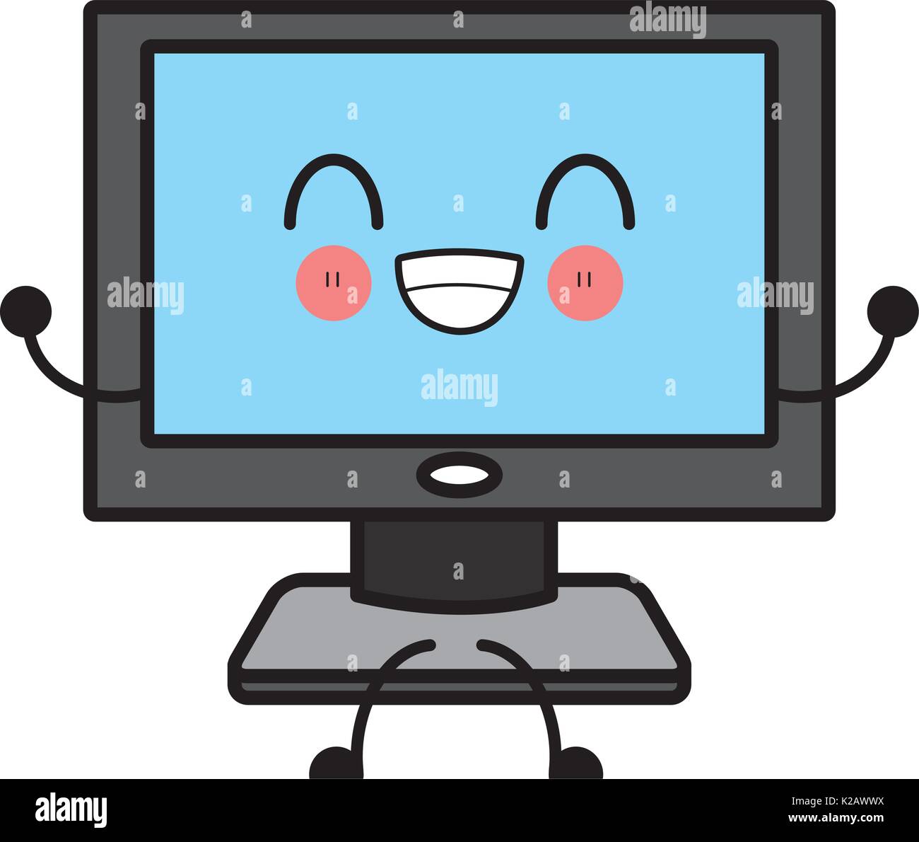 kawaii monitor computer device technology vector illustration Stock ...